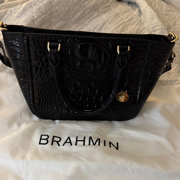 Brahmin | Bags | Brahmin Black Embossed Satchel | Poshmark